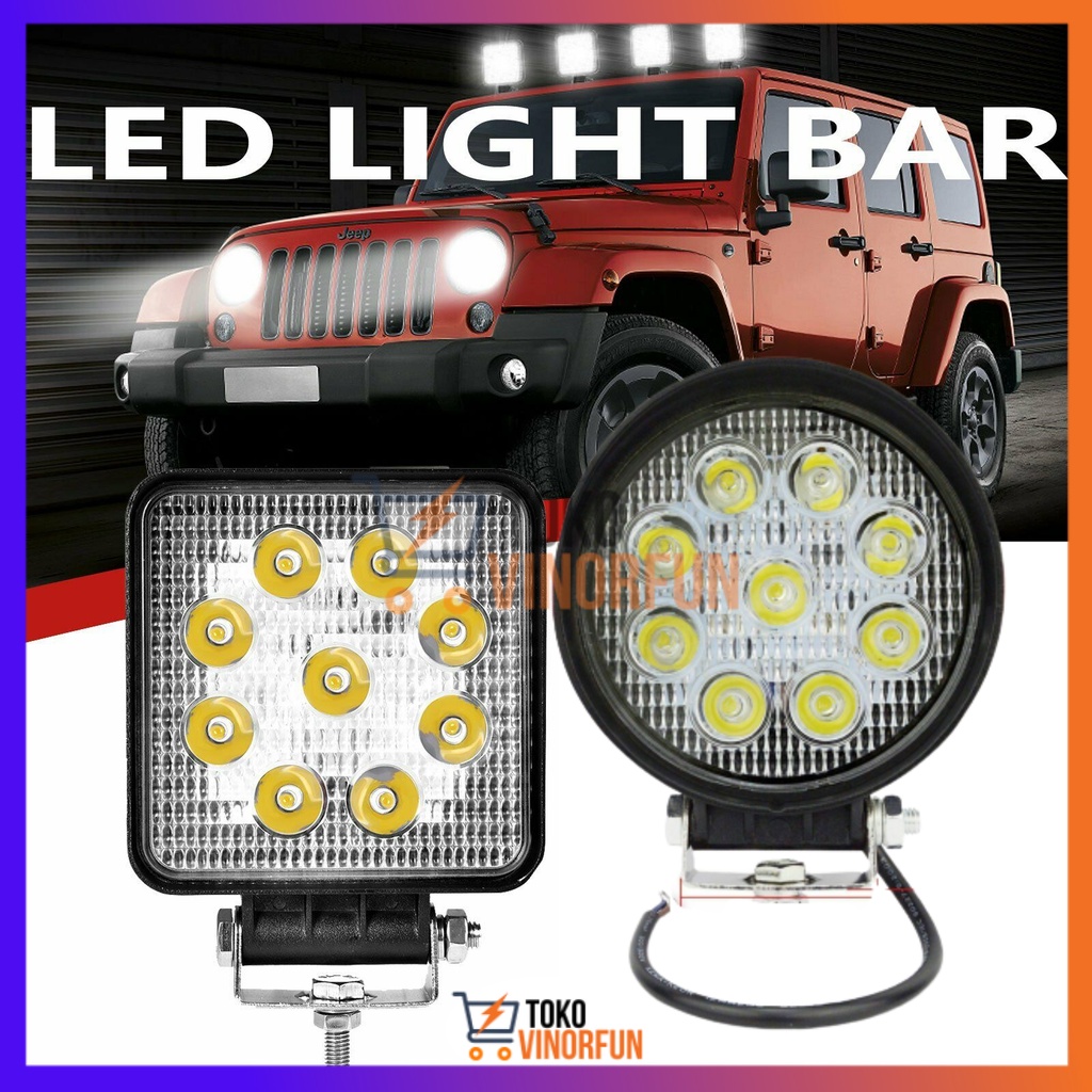 Jual LAMPU Sorot Motor Mobil WORKLIGHT LED BULAT 27W Lampu Tembak 9 ...