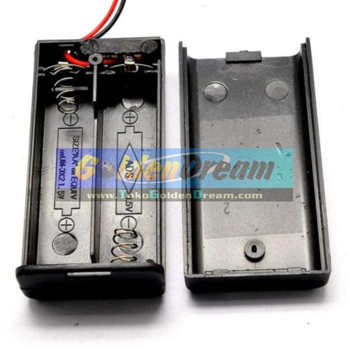 Jual 2x AA Battery Holder Baterai Case Batere Box Kotak Batre dengan ...