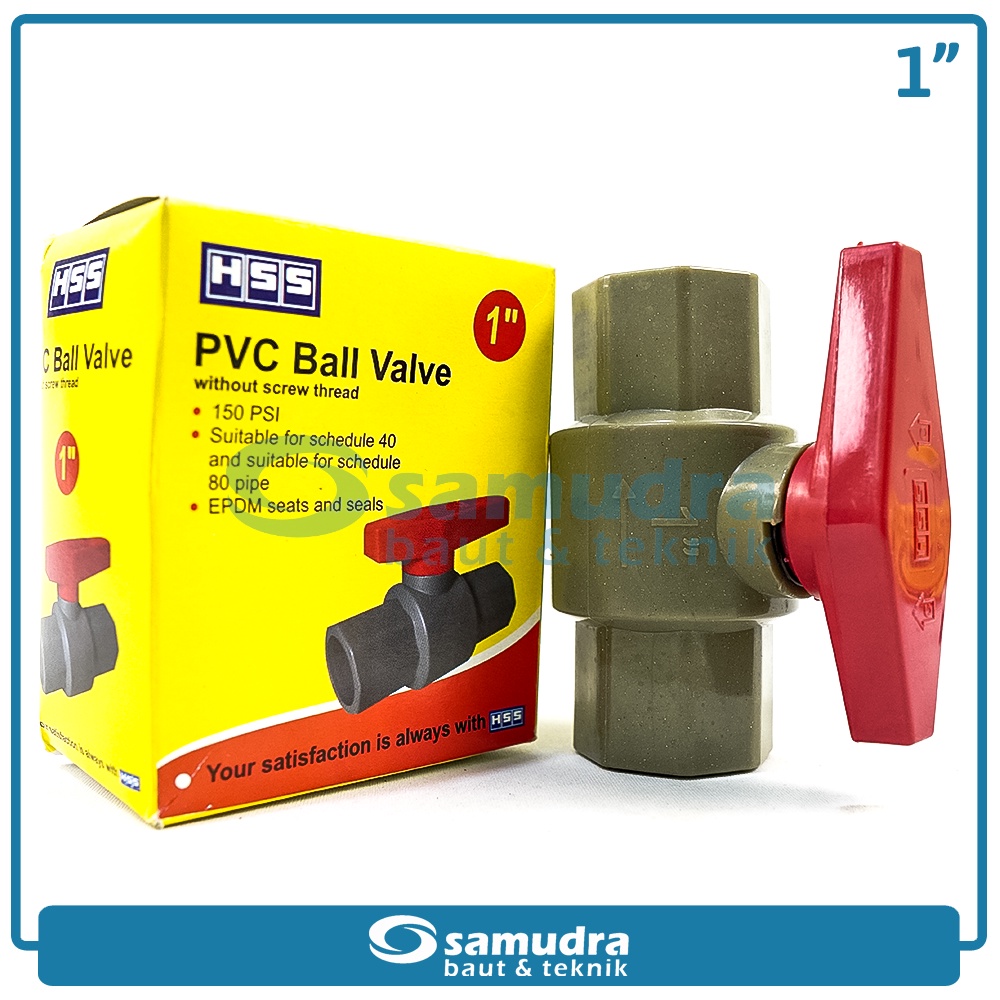 Jual HSS Stop Kran PVC 1" Ball Valve Polos Plastik Pipa Air Sock Engkol ...