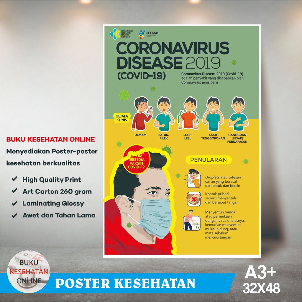 Jual Poster Kesehatan - CORONA VIRUS DISEASE 2019 - LAMINATING GLOSSY ...