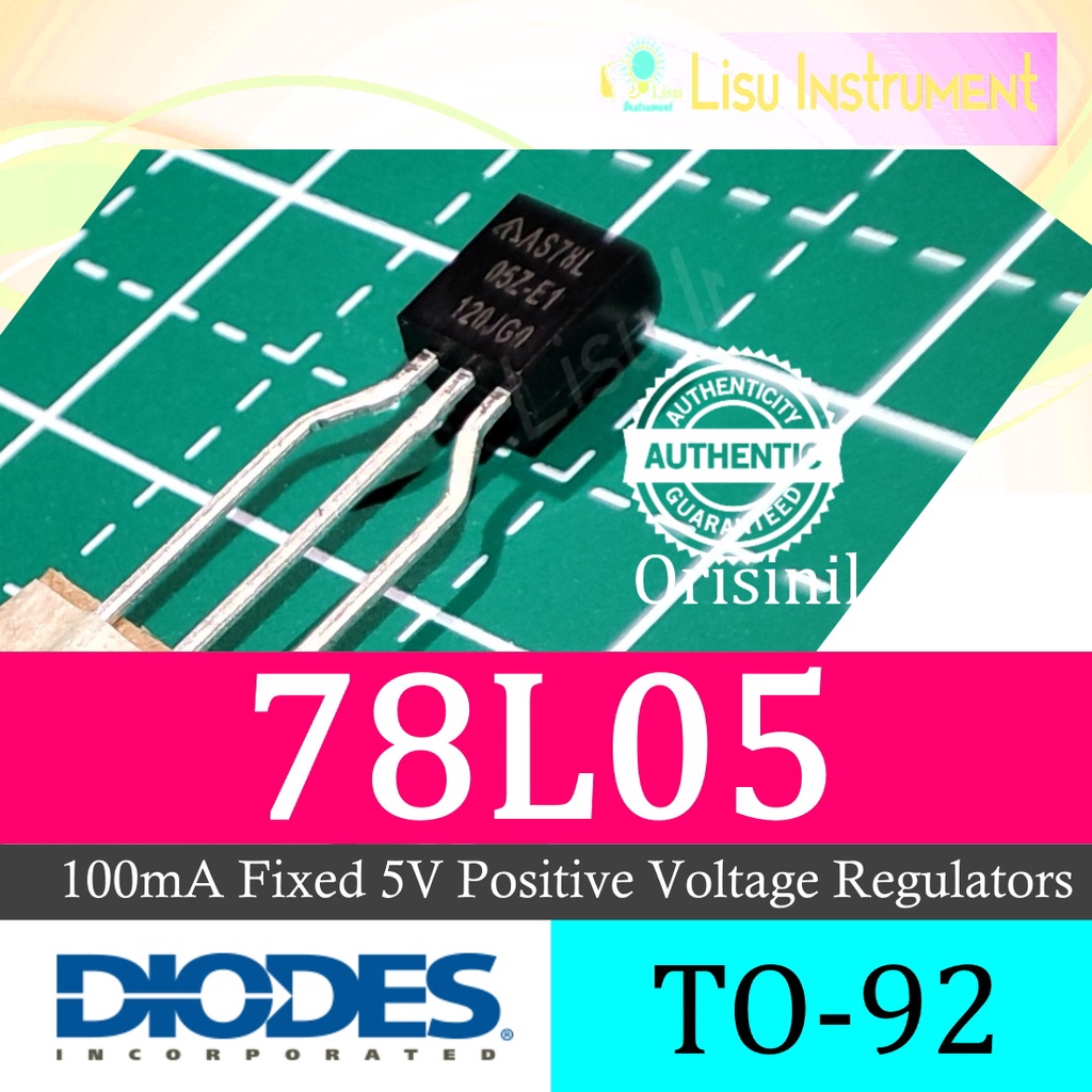 Jual 78L05 100mA Fixed 5V Positive Linear Voltage Regulators TO-92 Diodes Original | Shopee ...