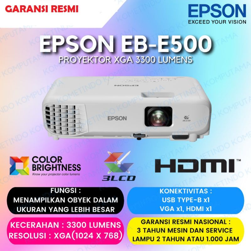Jual Proyektor Epson EB-E500 XGA 3LCD 3300 lumen | Shopee Indonesia