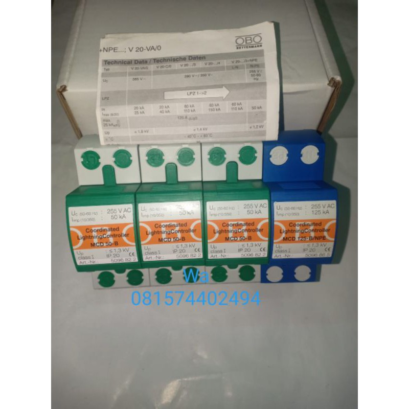 Jual Arrester OBO MCD 50-B/3 + MCD 125-B/NPE 4POLE 50KA | Shopee Indonesia