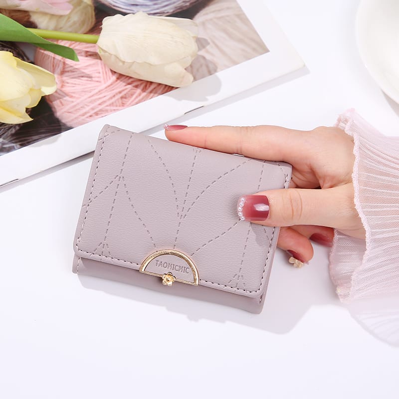 Jual Smile Goddess Dompet Wanita Pendek Dompet Lipat Tiga Pemegang Kartu Multi-fungsi Dompet ...