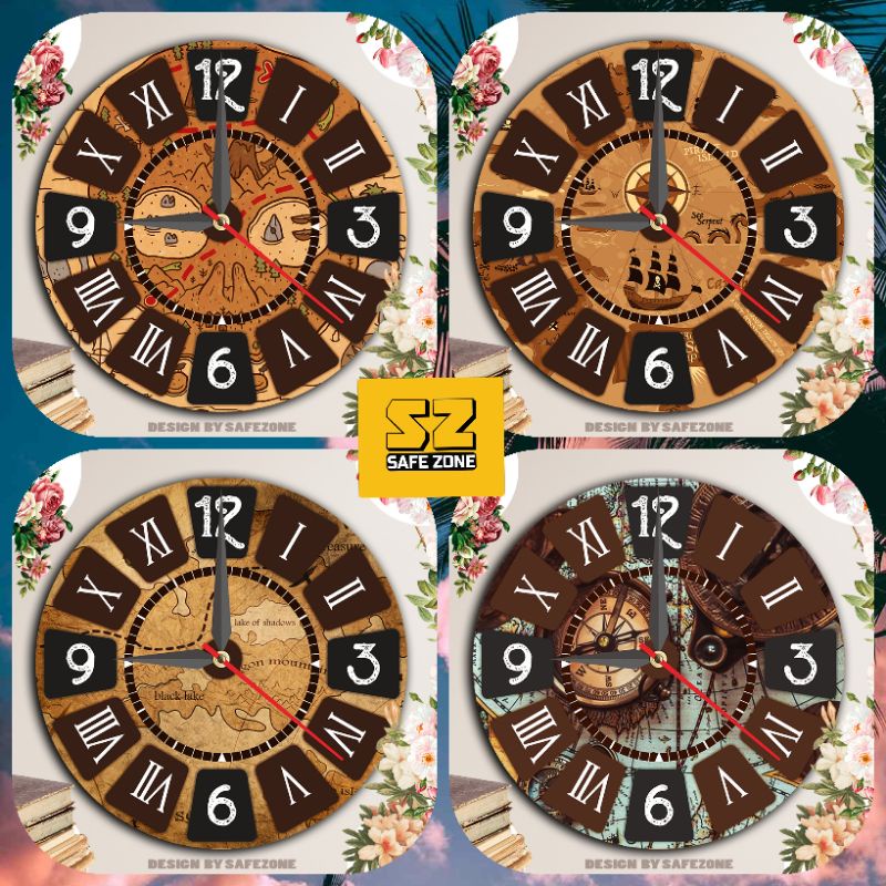 Jual Jam Dinding Kayu Pirates Desain Vintage Pajangan Hiasan Dinding ...