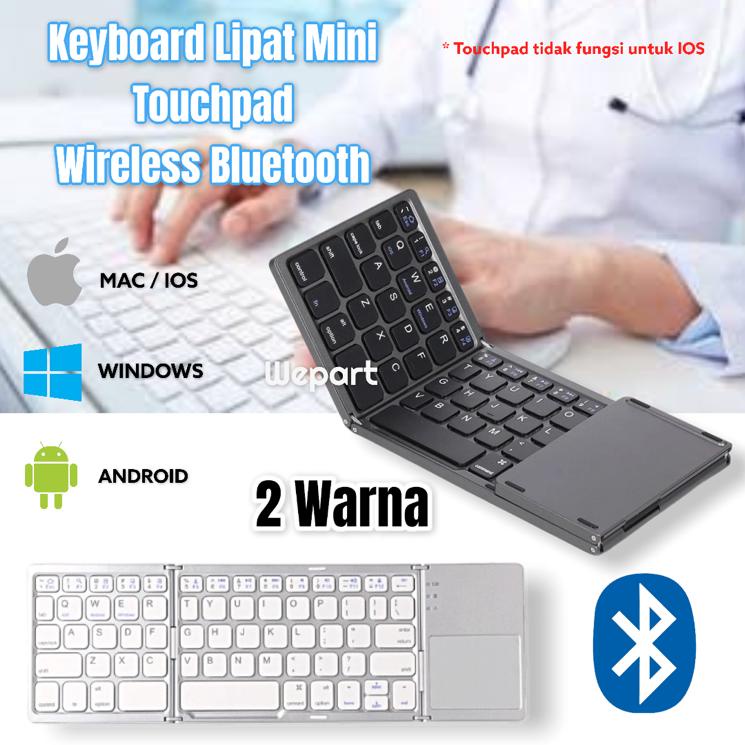 Jual Keyboard Wireless Bluetooth Foldable Touchpad Portable Mini ...
