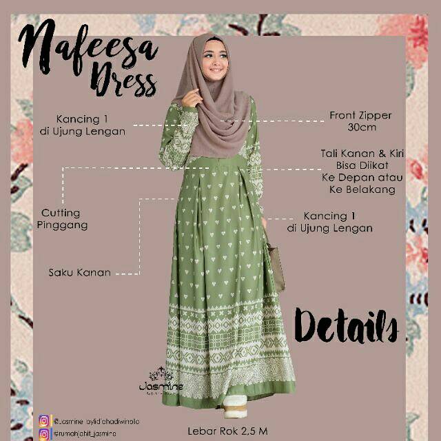 Jual Detail Dress Nafeesa by Jasmine | Shopee Indonesia
