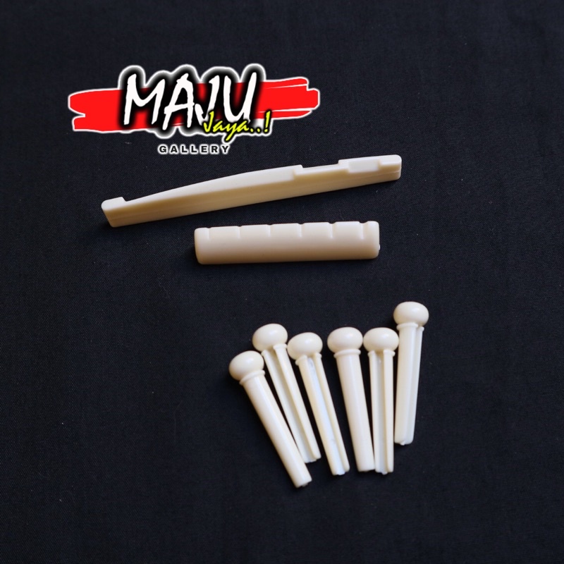 Jual nut pin saddle sadel bridge paku gitar akustik plastik Abs putih ...