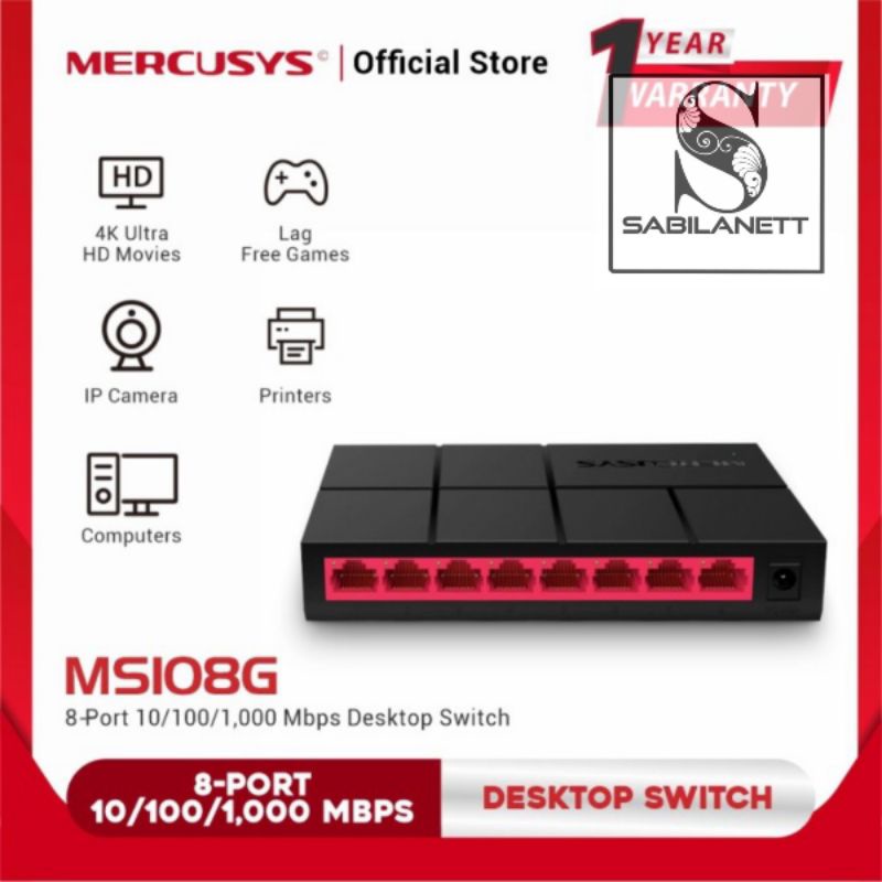 Jual Mercusys MS108G 8 Port Gigabit Desktop Switch Hub 1000 Mbps ...