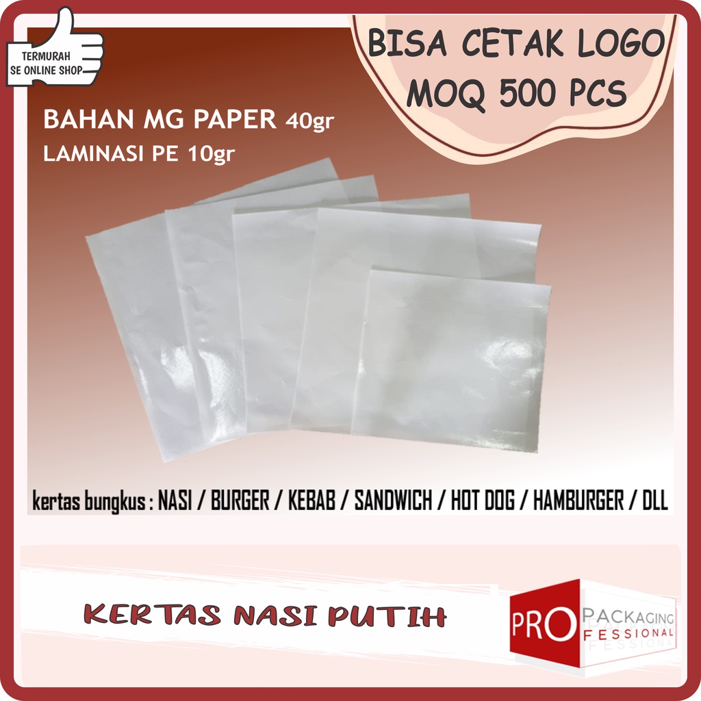 Jual KERTAS NASI PUTIH LAMINASI / BUNGKUS NASI PUTIH / BUNGKUS BURGER ...