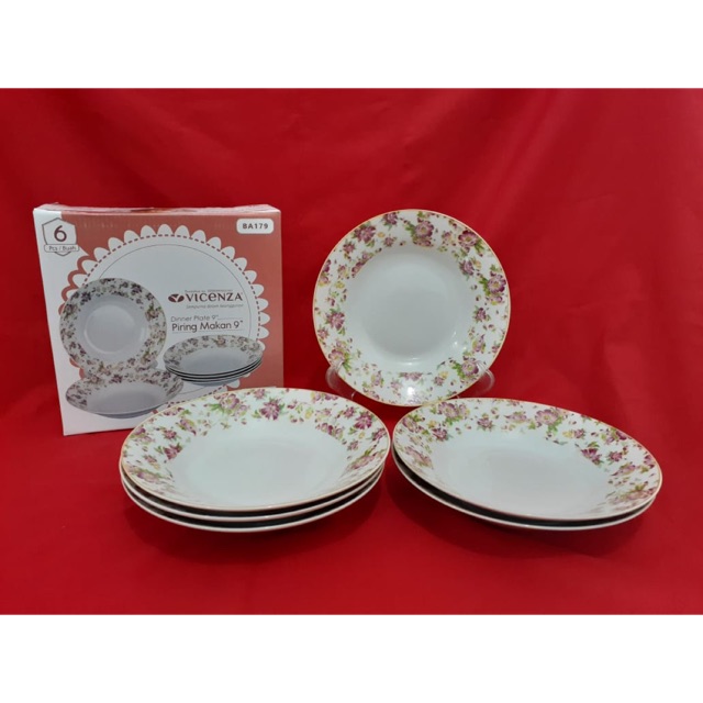 Jual Piring makan keramik vicenza 9” ( 6pcs ) | Shopee Indonesia