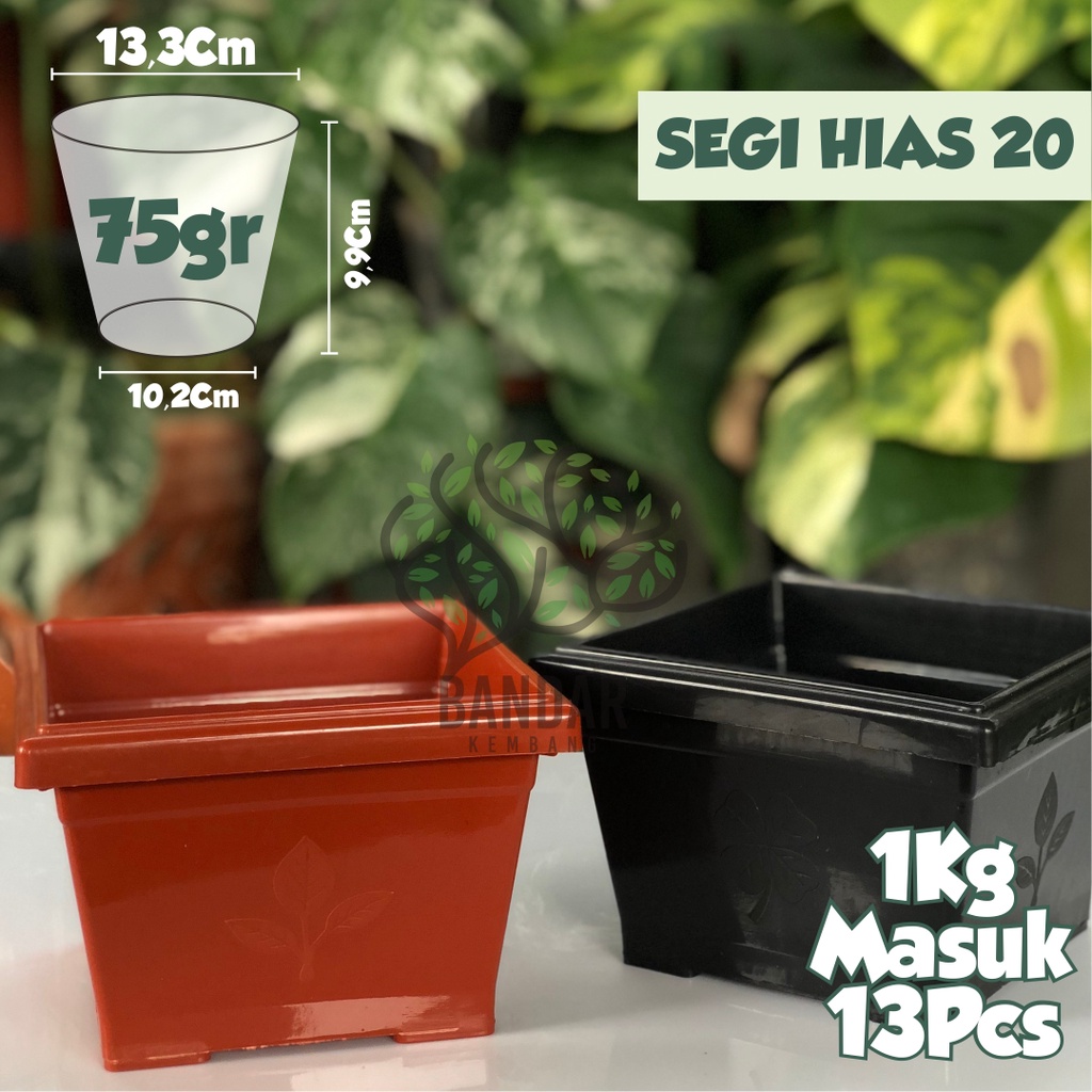 Jual SP Pot Segi Hias Tanaman Bunga Ukuran 20 Hitam Merah Bahan Plastik ...