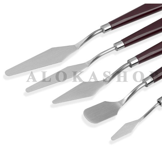Jual 5 Buah Pallete Knife Spatula Baja Alat Kue Fondant Krim Pencampur ...