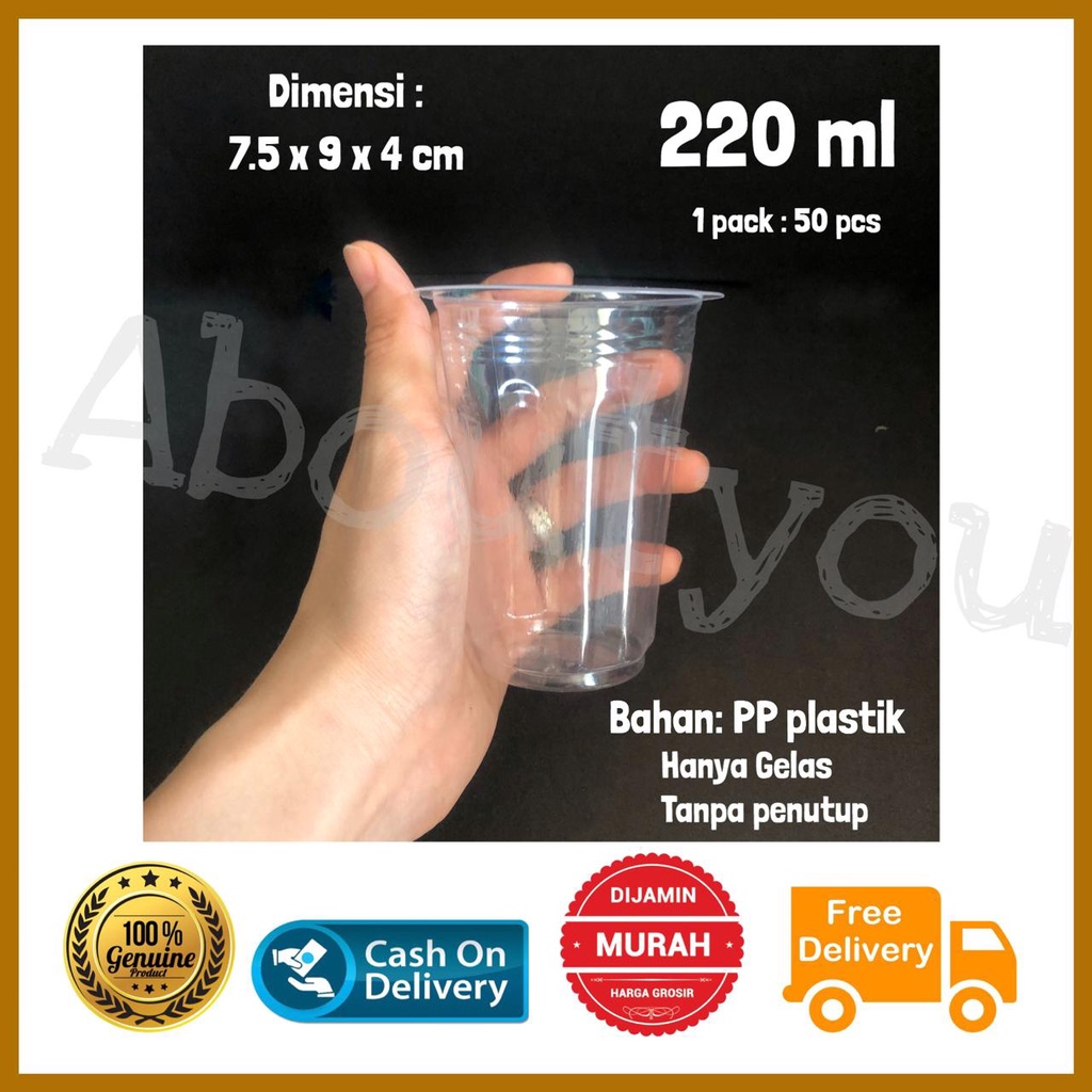 Jual Isi 50 Gelas Plastik Cup Aqua Gelas Kopi Susu Gelas KECIL 220ml Bening | Shopee Indonesia