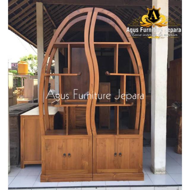 Jual PARTISI RAK HIAS JATI DOBEL (rak buku jati penyekat ruangan ...