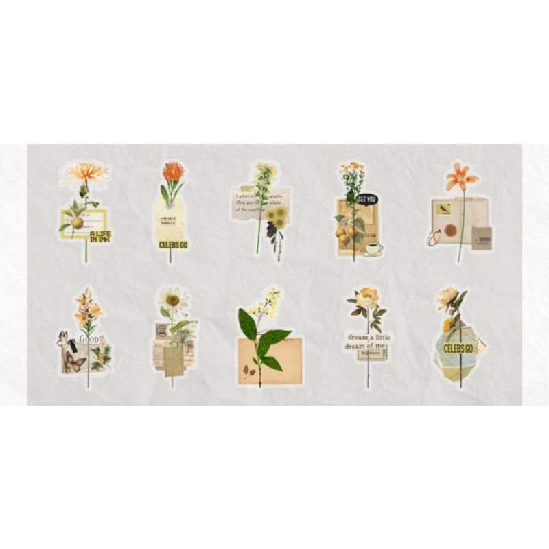 Jual STICKER VINTAGE LETTER FLOWER/STICKER BUNGA (10pcs/pack) | Shopee ...