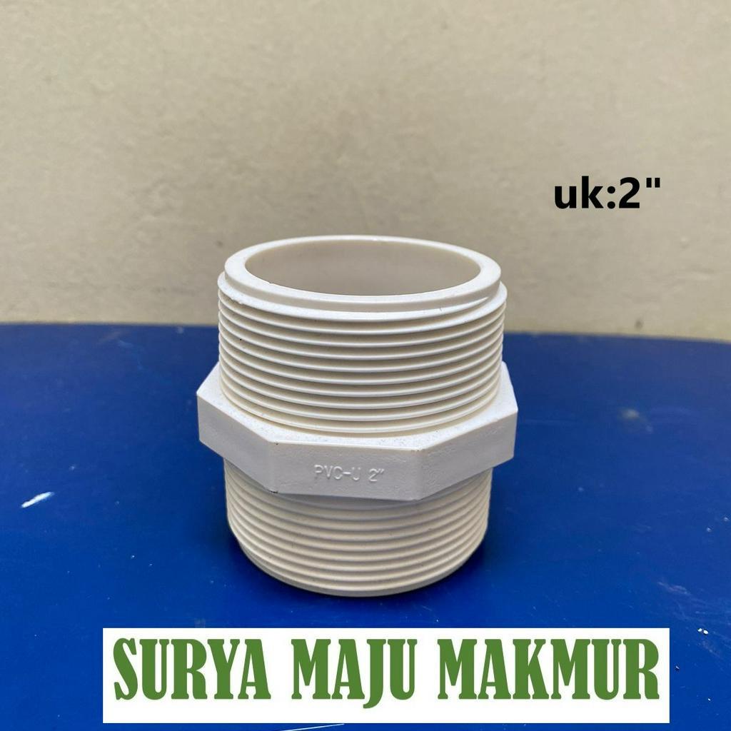 Jual DOUBLE NEPEL PVC 1-1/4" 1-1/2" 2" inch PVC nipple drat luar dim ...