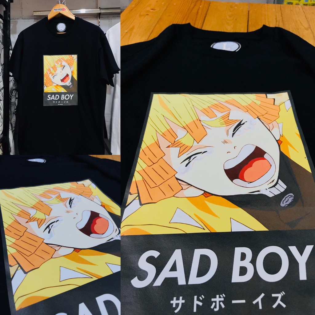Jual Tshirt Anime Zenitsu Sad Boy Demon Slayer Kimetsu No Yaiba Kaos ...