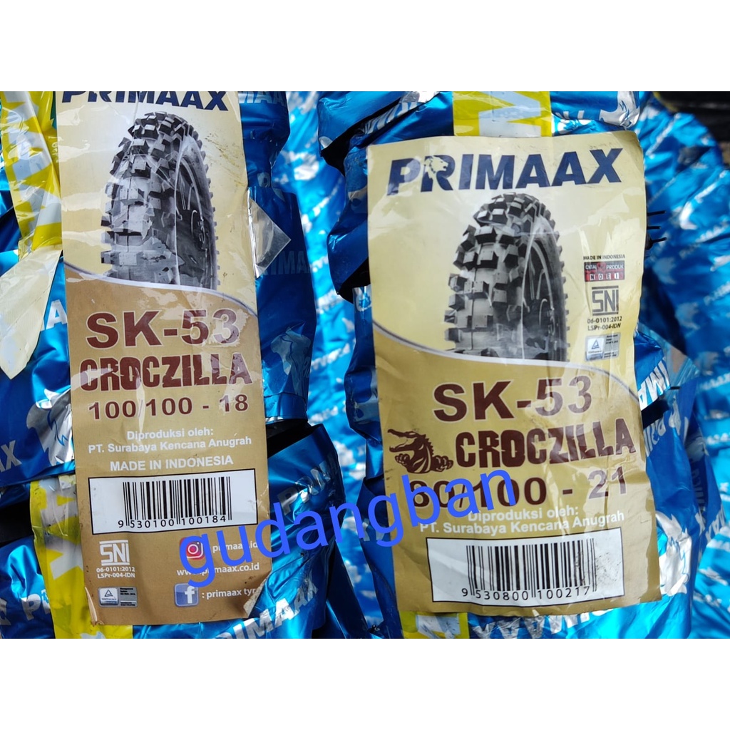 Jual Paket Ban Primaax SK53 80 100 21 dan 100 100 18 Croczilla Tubetype ...