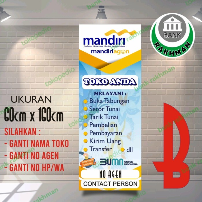 Jual Helnan_Store Spanduk Banner Agen Mandiri Online Ukuran 60Cm X ...