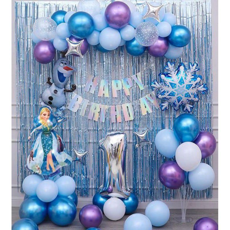 Jual paket balon dekorasi ulang tahun anak tema frozen elsa olaf ...
