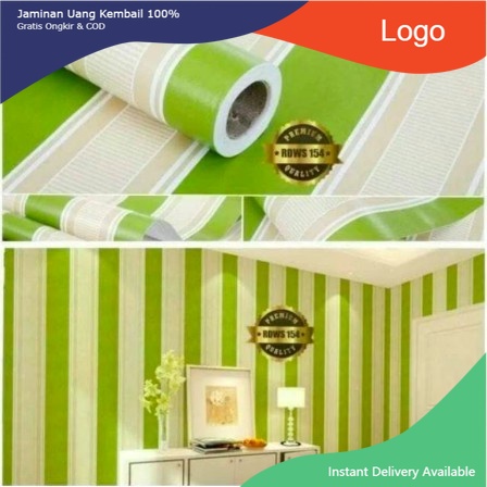 Jual WALLPAPER DINDING Motif SALUR HIJAU / GARIS HIJAU ukuran 45 cm x 10 M - SALUR HIJAU ...