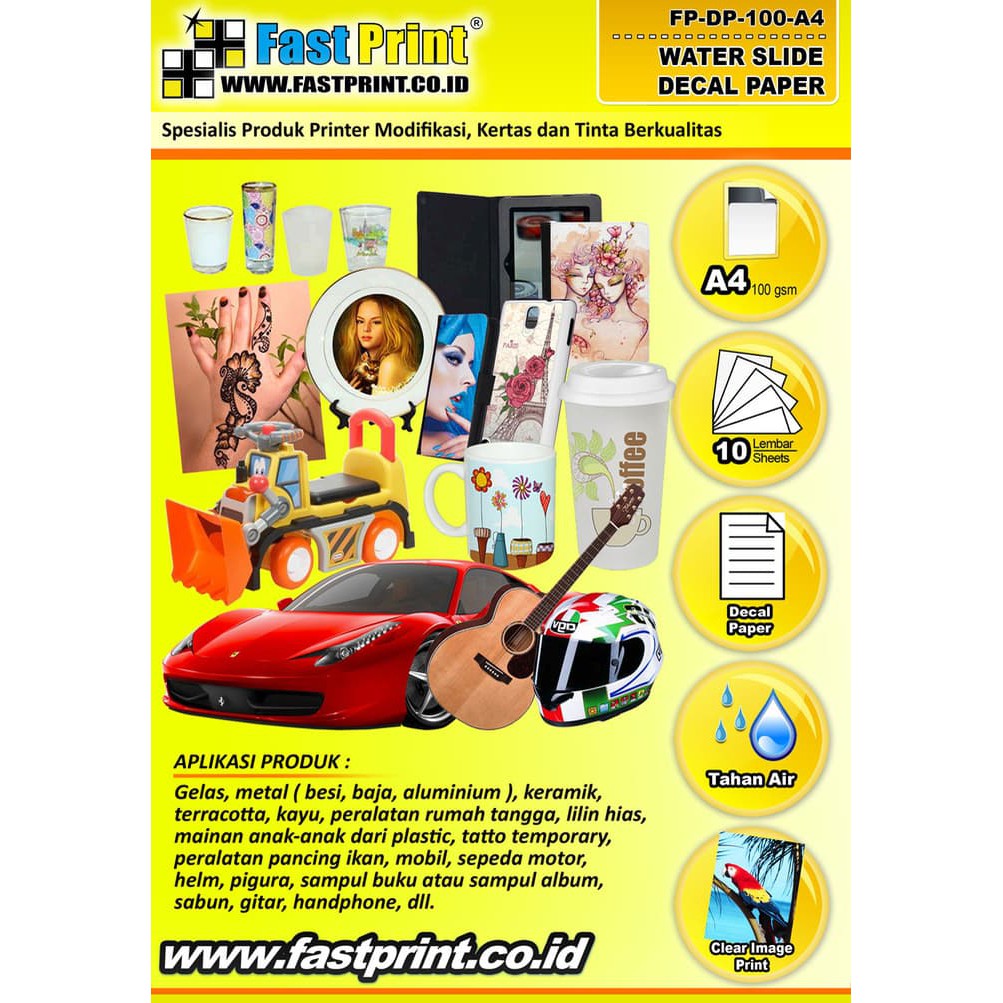 Jual Fast Print Kertas Water Slide Decal Paper Ukuran A4 100 Gram | Shopee Indonesia