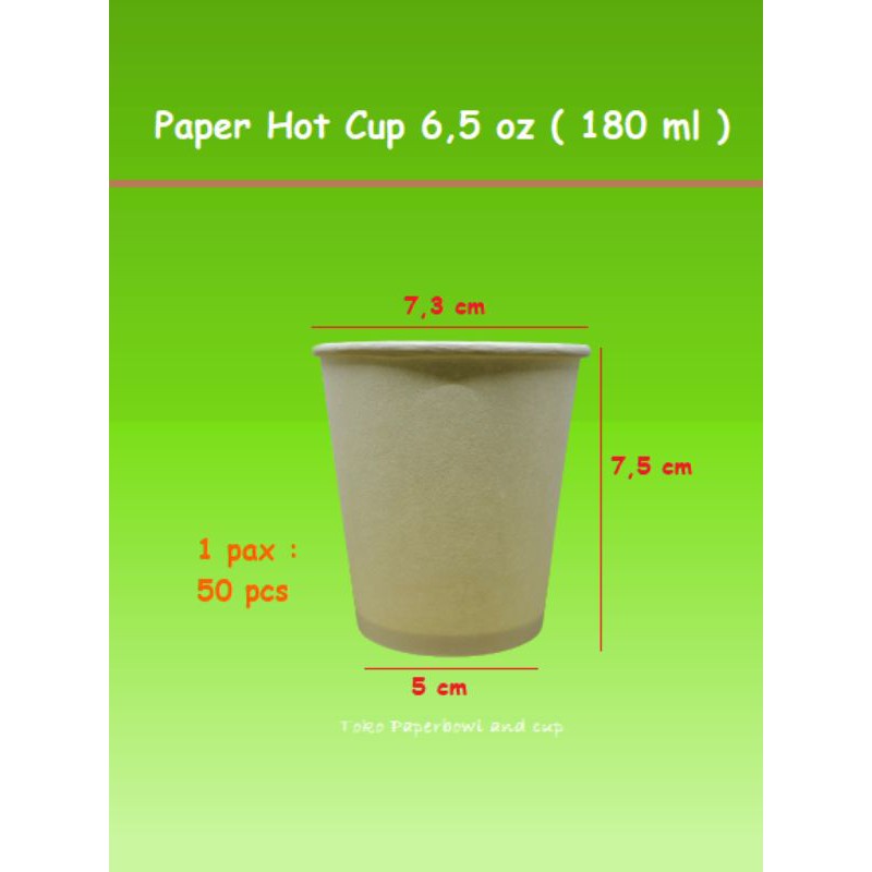 Jual Paper Hot Cup 6 5 Oz 180 Ml Isi 50 Pcs Polos Gelas Kertas Shopee