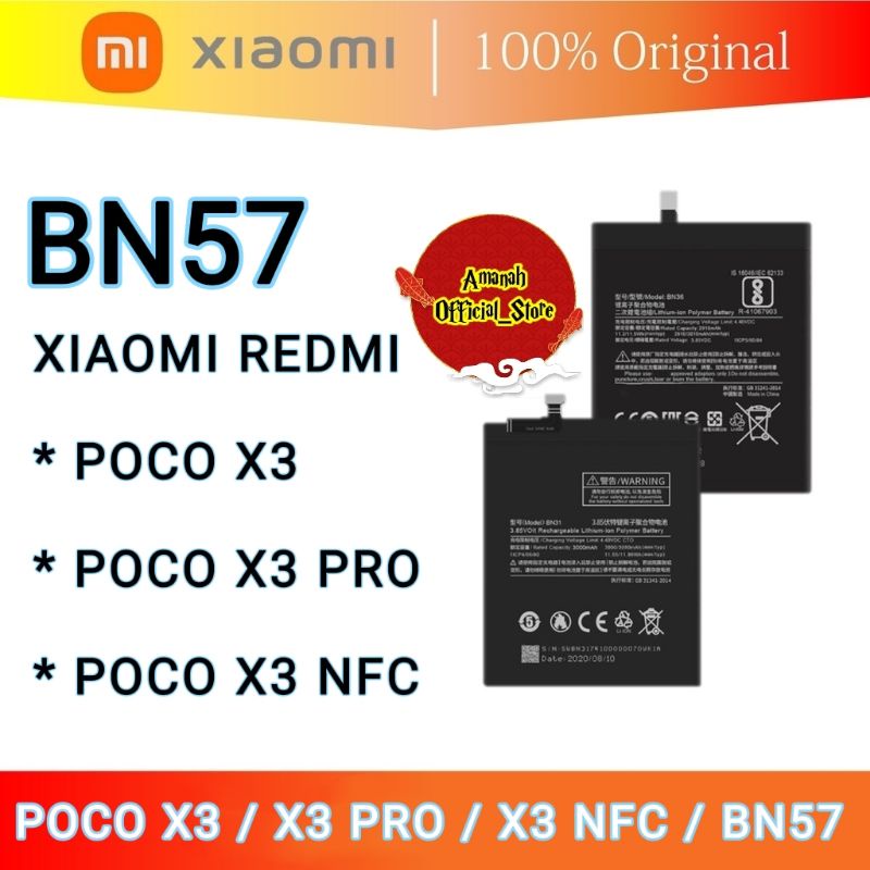 Jual BATERAI XIAOMI REDMI BN57 POCO X3 / X3 PRO / X3 NFC BN57 , BATRE ...