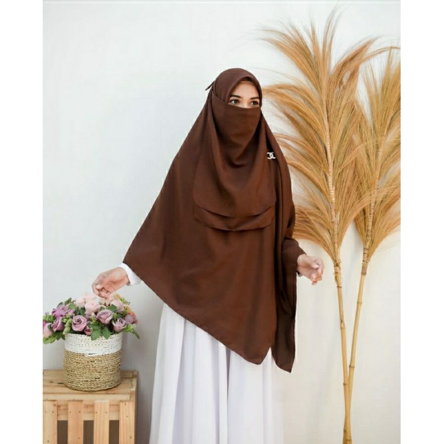 Jual HIJAB SEGI EMPAT JUMBO Hijab Syar'i 150 x 150cm Plus Cadar Dua ...