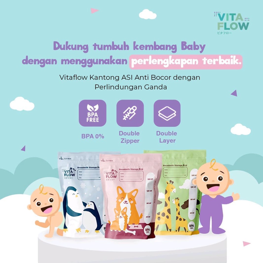Jual Vita Flow Kantong Asi Breast Milk Storage Bag 150ml | Shopee Indonesia