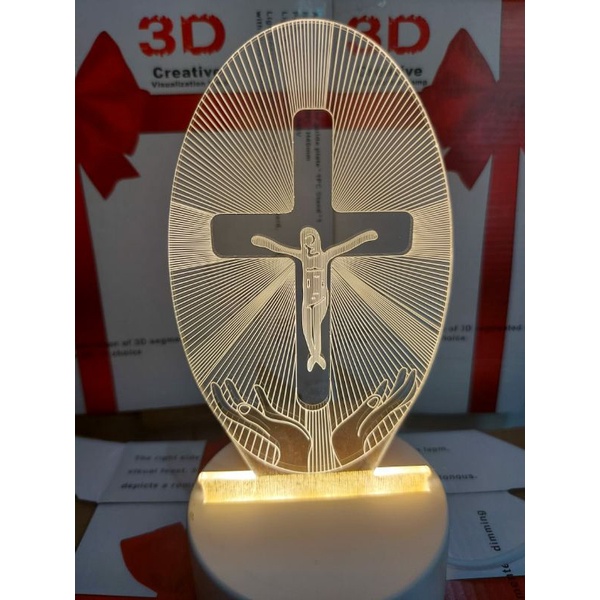 Jual Lampu LED Tidur Transparan 3D Karakter Agama Kristen Yesus Salib ...