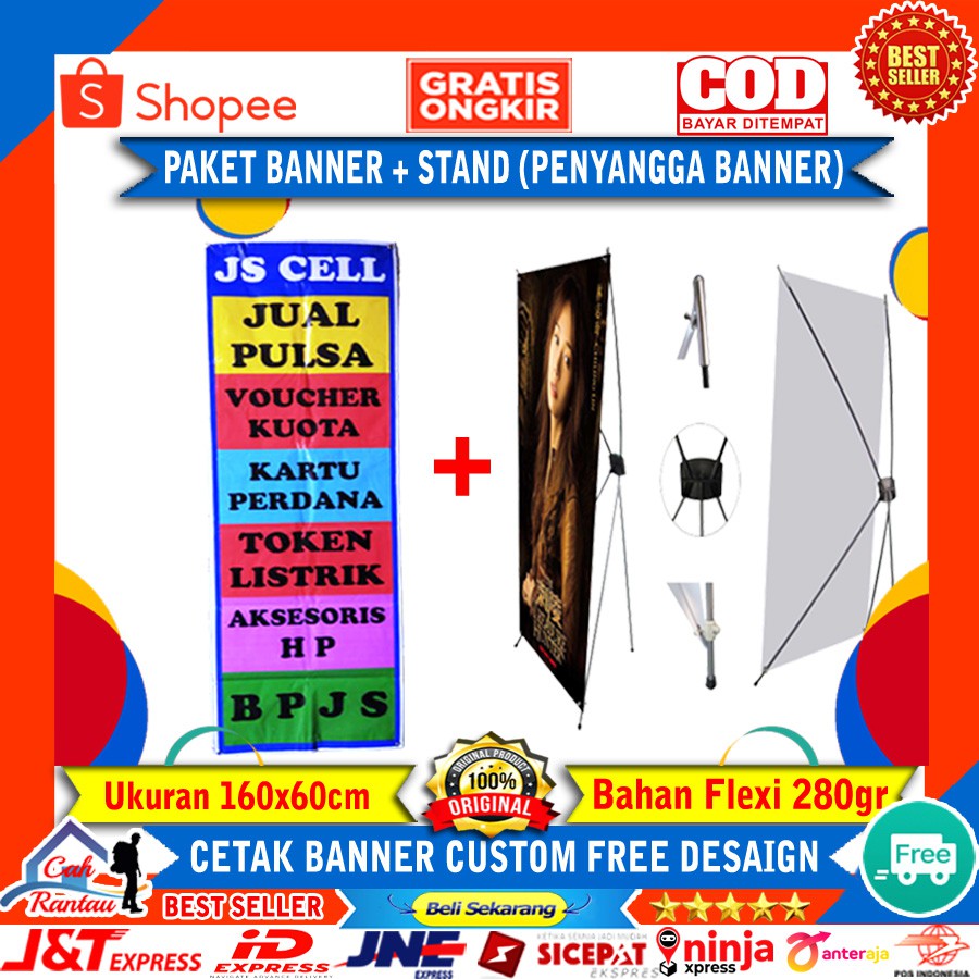 Jual Paket Cetak Banner dan Stand Penyangga Banner Free Desain | Shopee ...