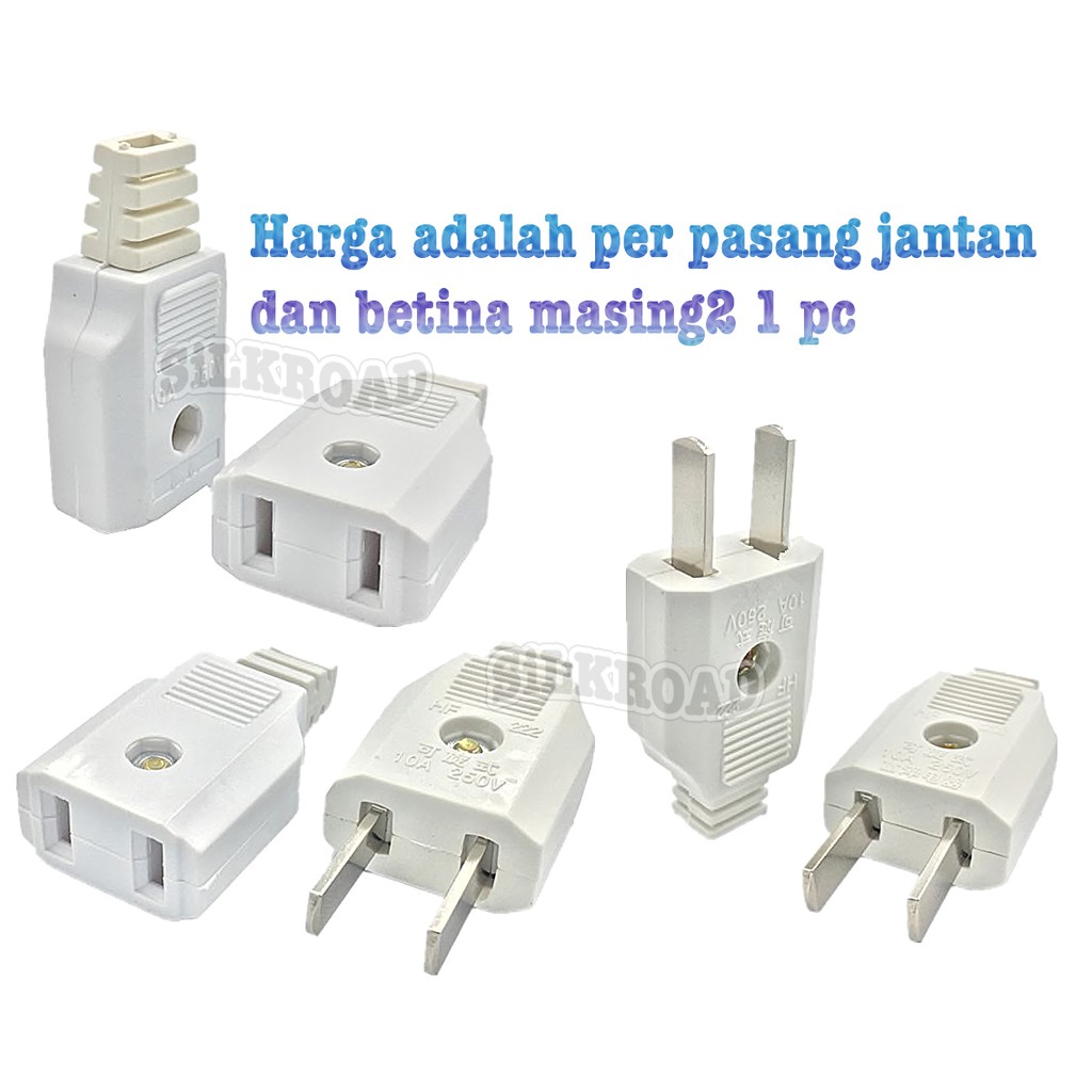 Jual Electronics >2 pin plug adapter cord male female jantan betina us ...