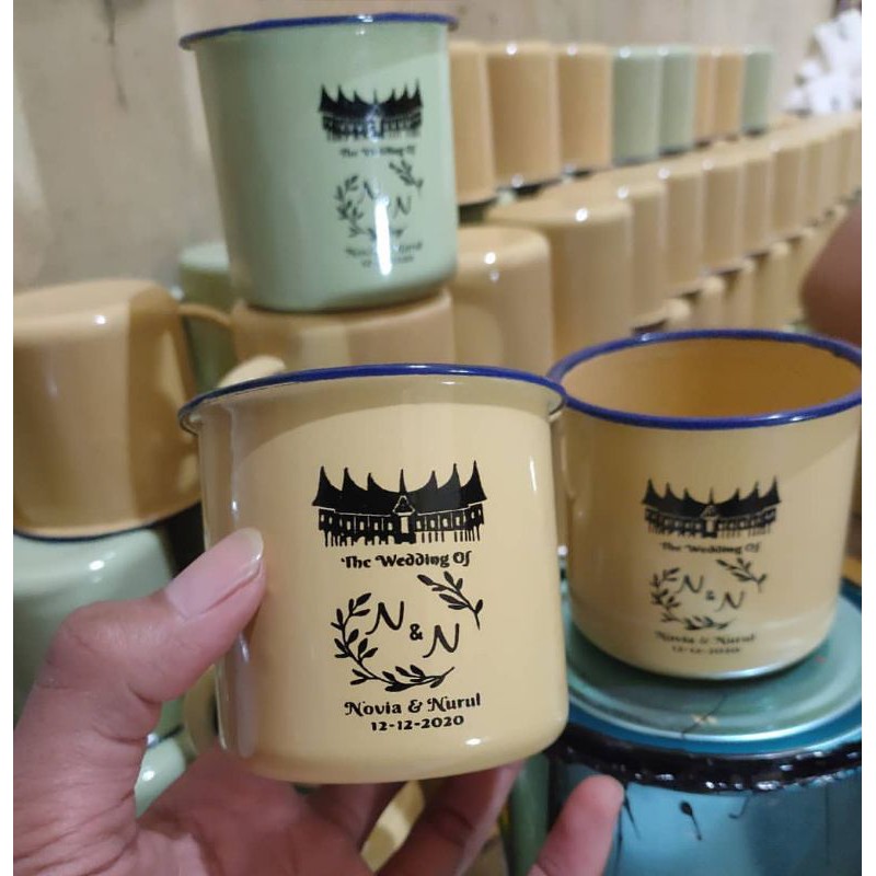Jual Souvenir Gelas Enamel Custom Sablon | Shopee Indonesia
