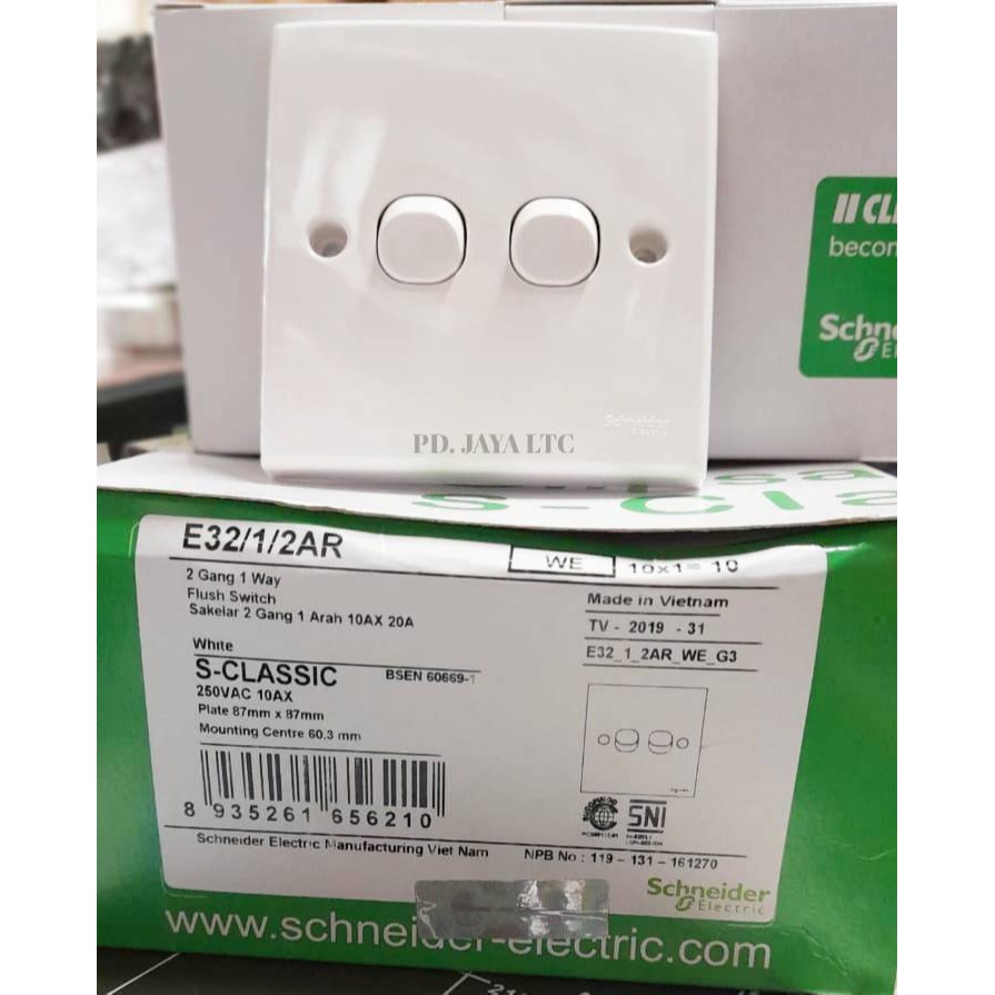 Jual Clipsal Schneider Saklar 2 Gang 1 Way Flush Switch E32 Classic ...