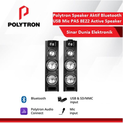 Jual Polytron Speaker Aktif Bluetooth USB Mic PAS 8EF22 Active Speaker ...