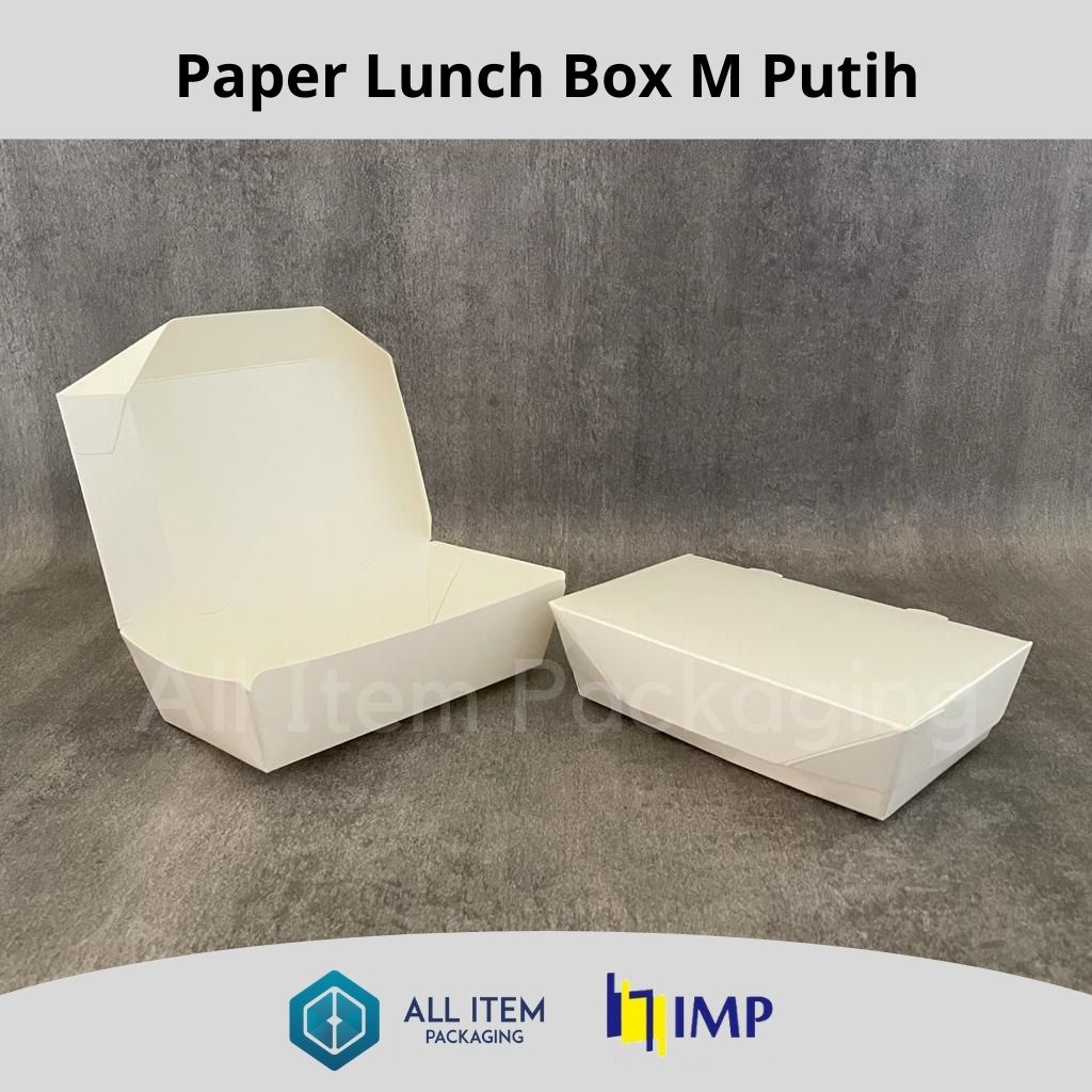Jual Paper Food Lunch Box Medium IMP Polos / Paper Lunch Box M @50 Pcs ...