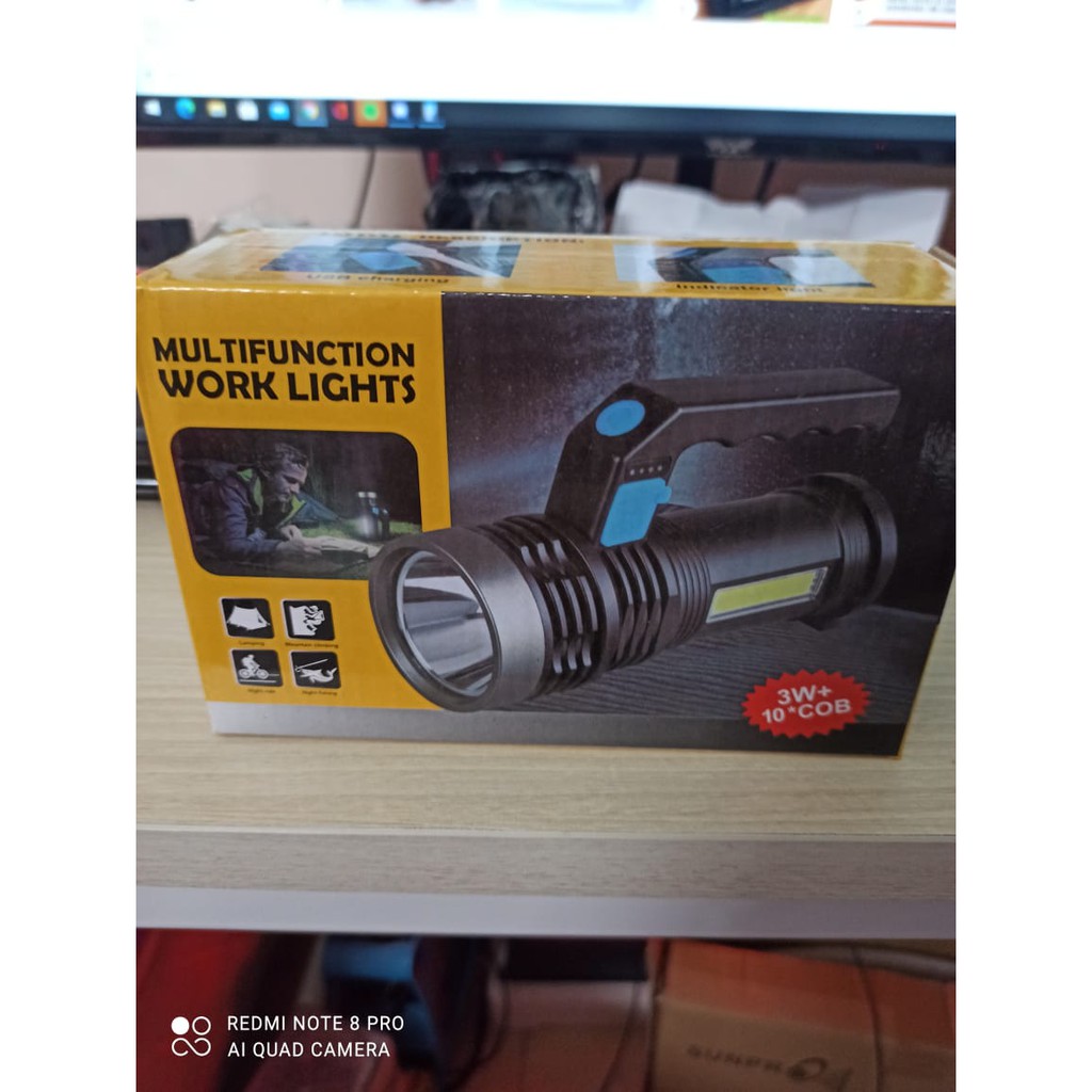 Jual Senter LED Super Terang Rechargeable Plus cob Senter Led Jarak ...