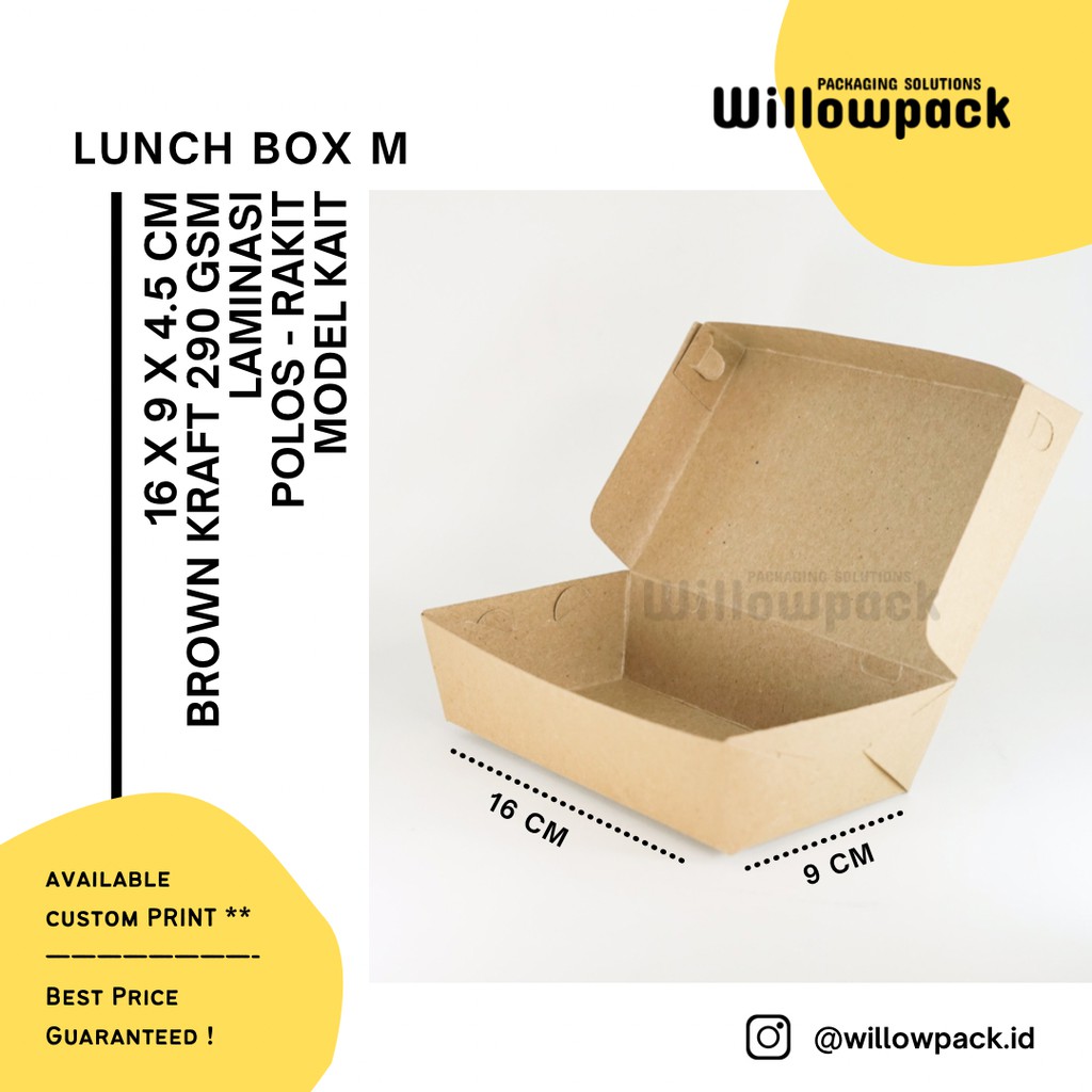 Jual LUNCH BOX KRAFT M 16x9x5 MEDIUM ( MIN 50 PCS ) DUS KRAFT LAMINASI ...