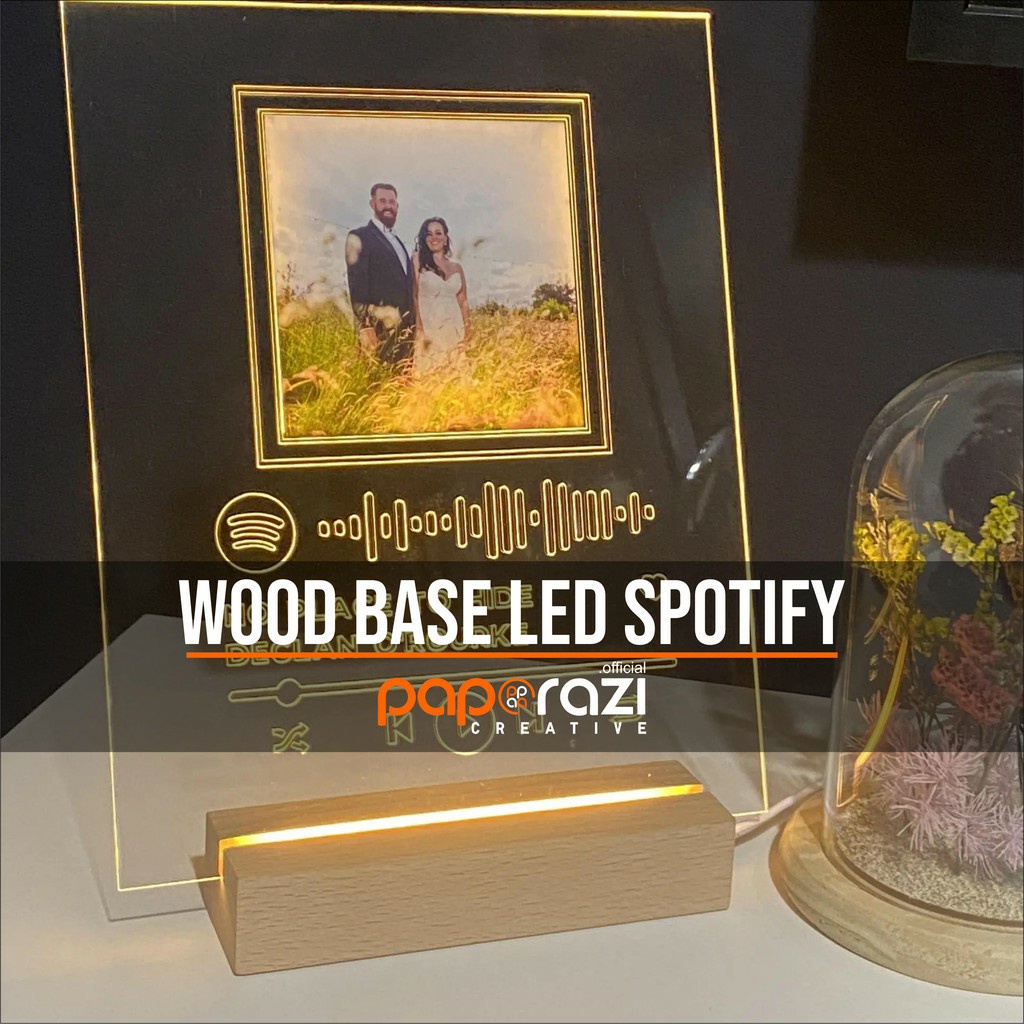 Jual PROMO STAND KAYU LED FREE CUSTOM / LED Base / Stand spotify ...