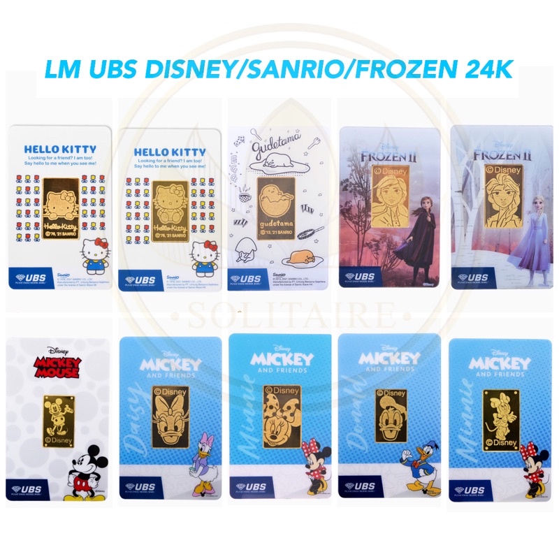 Jual UBS Logam Mulia 24K 2 Gram 5 GRAM 10 GRAM DISNEY/SANRIO/GUDETAMA ...