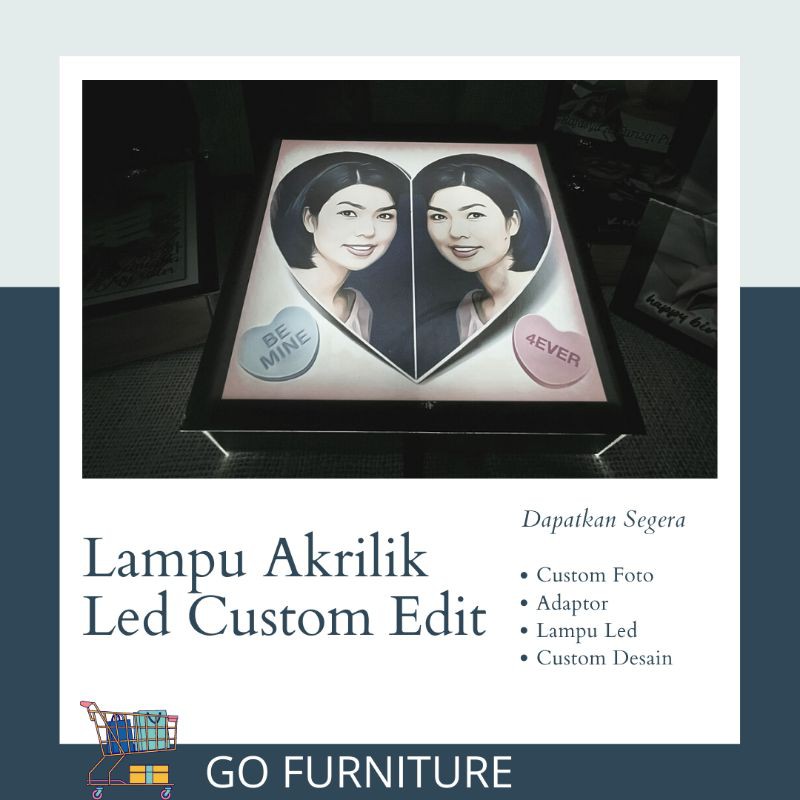 Jual Lampu Akrilik Led Custom Edit Foto Tulisan Foto Desain Box 3d ...