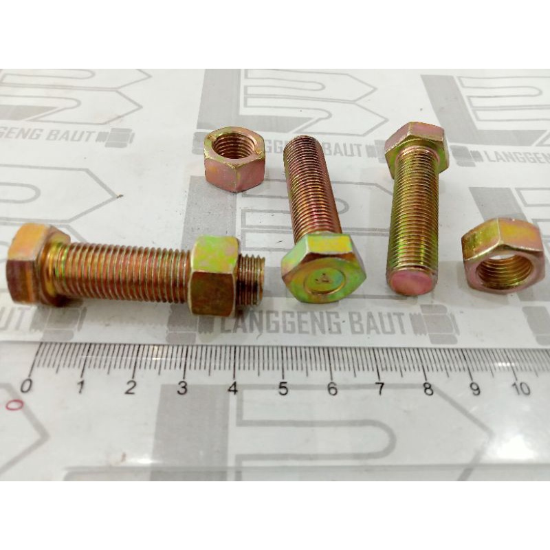 Jual Baut Mur M12 x 45 / 4,5cm Kunci 17 Kuning BMK M12x45 | Shopee Indonesia