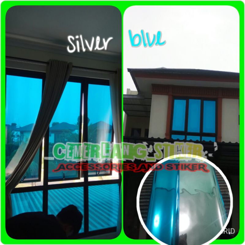 Jual Stiker kaca cermin One Way silver biru Pereda Panas Sticke Kaca ...