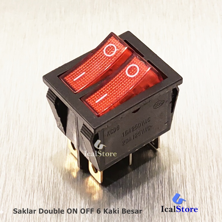 Jual Saklar Double ON OFF 6 Kaki Pin Switch Rocker Kotak Besar Lampu Merah | Shopee Indonesia