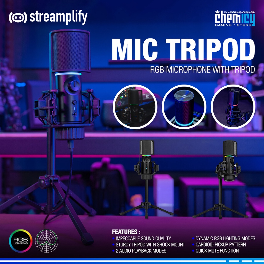 Jual Streamplify Mic Tripod RGB USB Microphone with Dekstop Stand ...