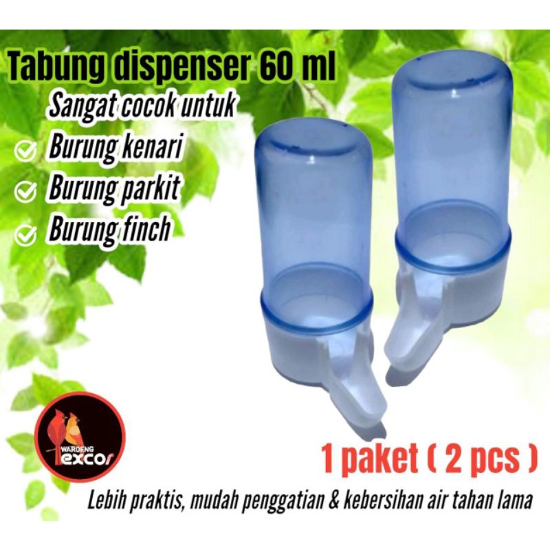 Jual tabung dispenser italy lokal 60ml untuk kenari, parkit, finch ...