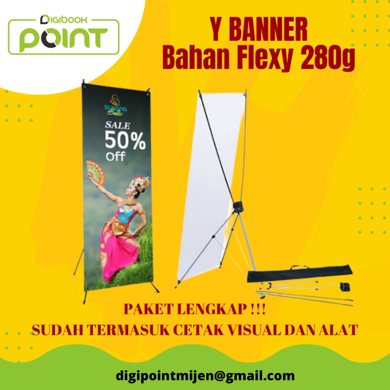 Jual Cetak X banner / Y banner bahan Flexy 280 gsm ukuran 60 x 160 cm untuk Promosi / Standing ...