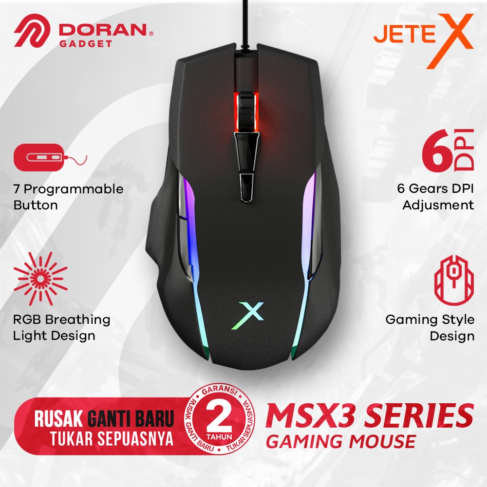 Jual Mouse Gaming JETE MSX3 RGB Wired 7 Programmable Buttons - Garansi ...